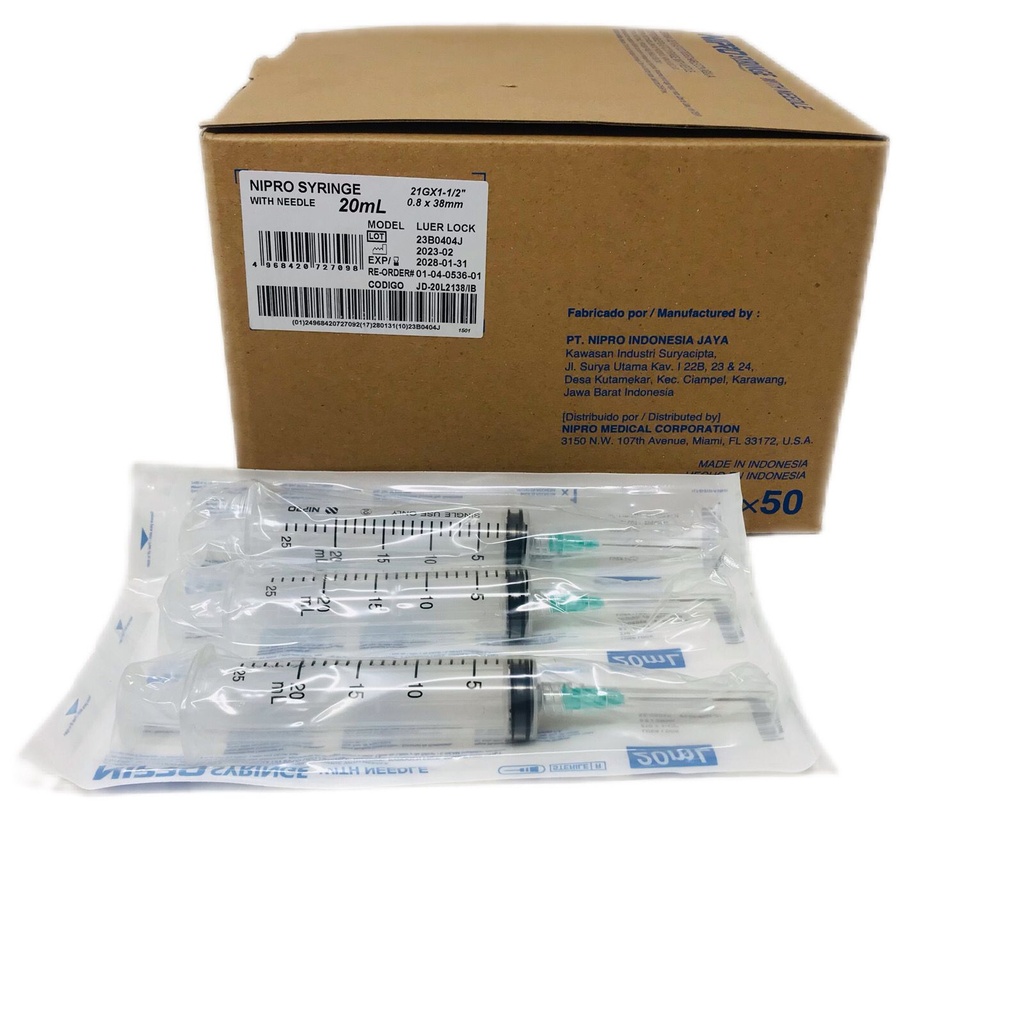 NIPRO JERINGA DESCARTABLE 20CC 21G X 1 1/2" | Website Prime