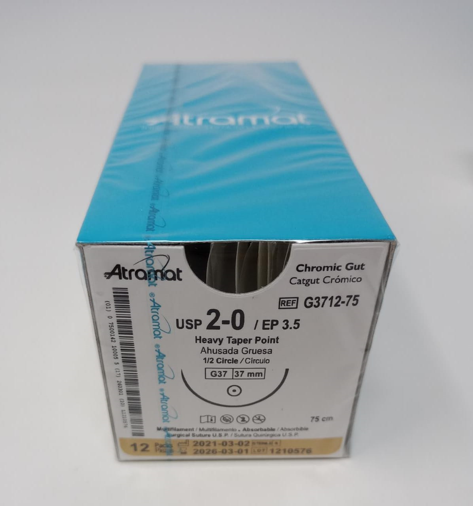 ATRAMAT CATGUT CROMICO 2-0 / EP 3.5 AHUSADA GRUESA (1/2 Circulo 37mm ...