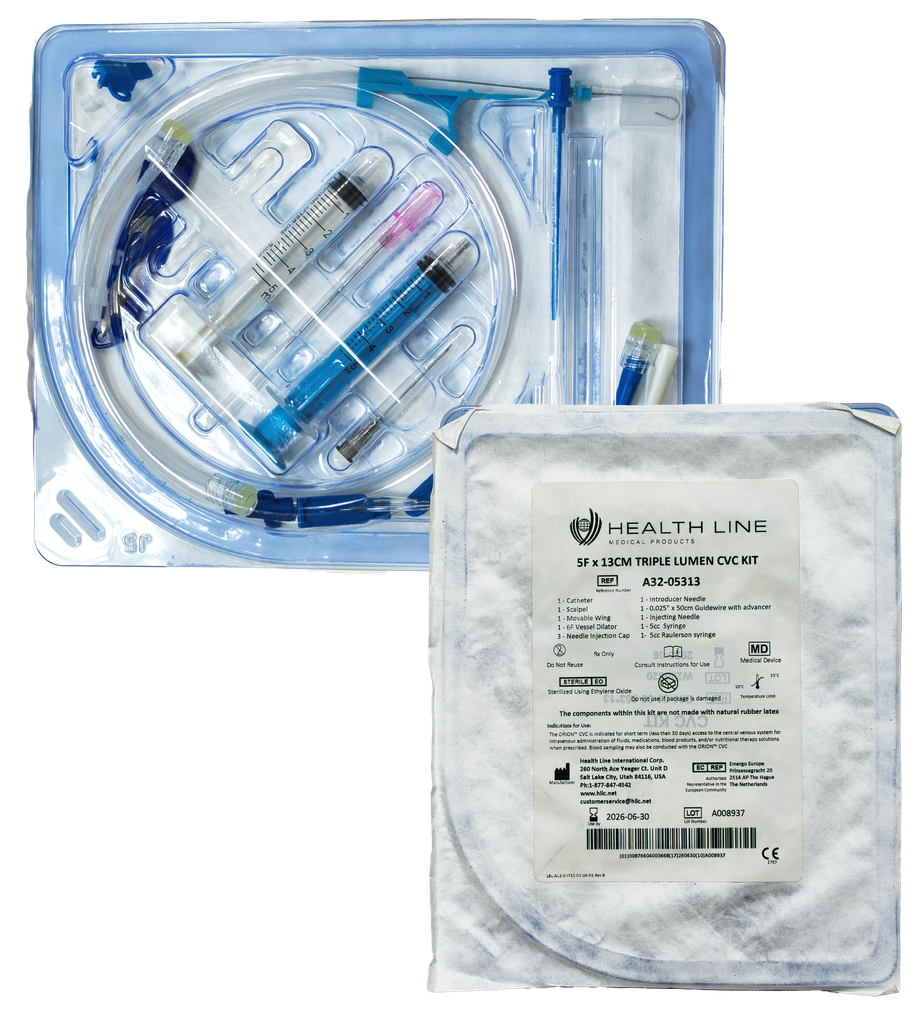 HEALTH LINE CATETER VENOSO CENTRAL TRIPLE LUMEN 5F X 13CM REF/A32-05313 ...